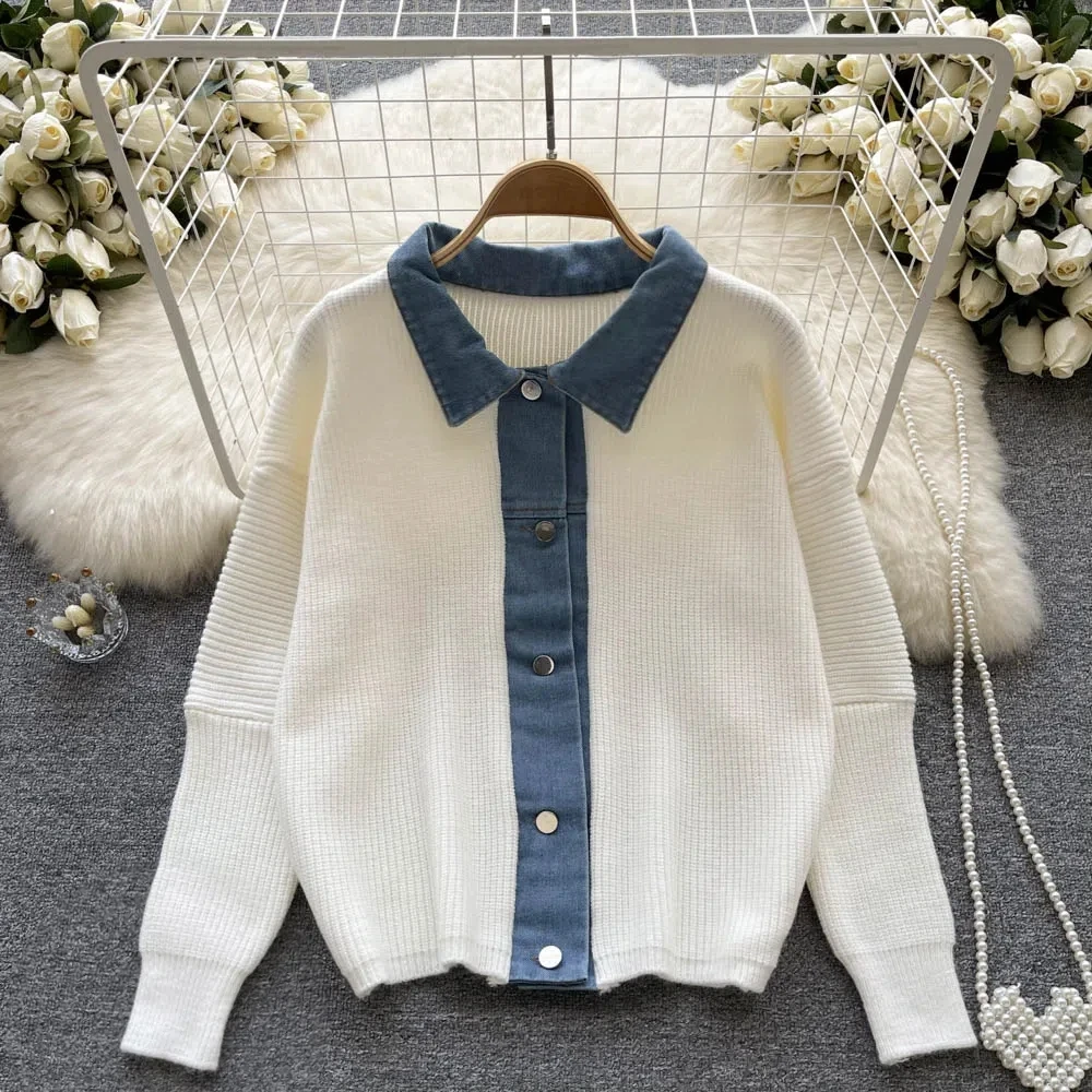 Women-Casual-Denim-Spcling-Knitted-Jacket-Fall-Long-Sleeve-Single ...