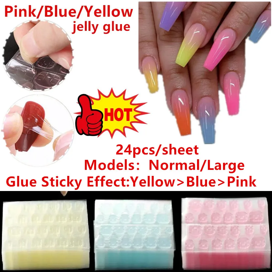 Double Sided Stickers Jelly Transparent Nail Glue False Adhesive Sided ...