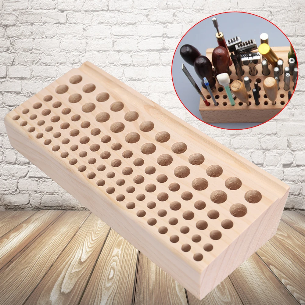 98-Holes-Leather-DIY-Craft-Wood-Tool-Rack-Wooden-Stamps-Stand-Holder ...