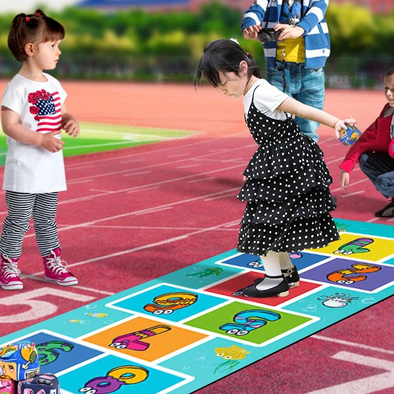 Kids Playing Hopscotch