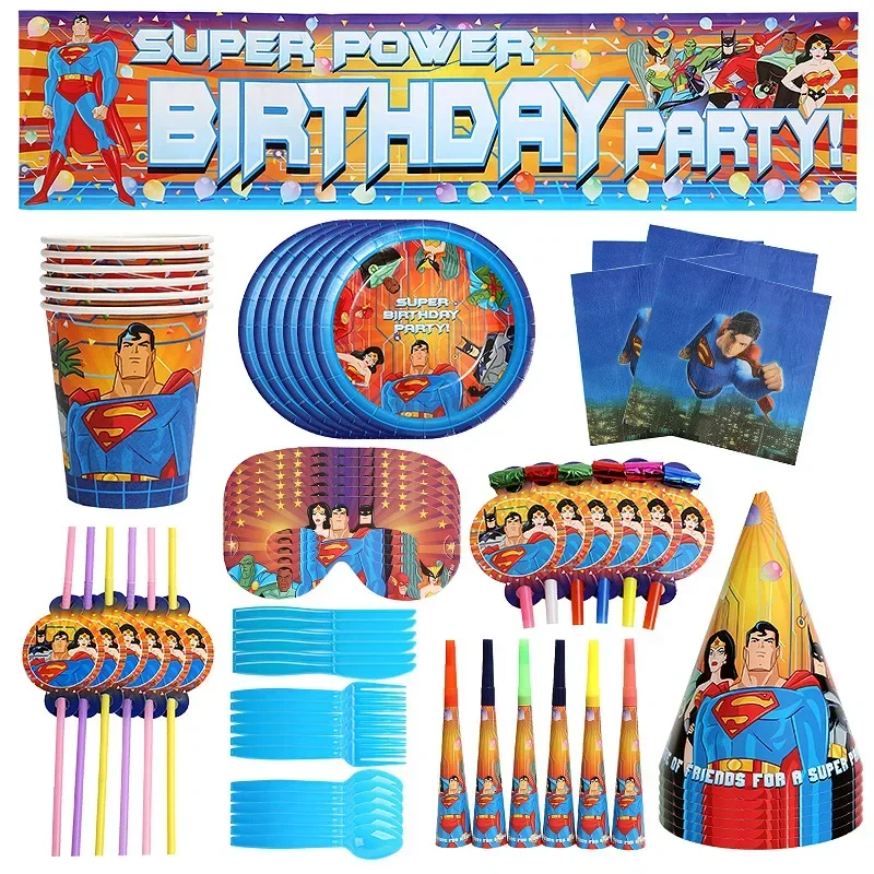 DC-Superman-Party-Supplies-Set-Box-Napkins-Plates-Tablecloth-Cups ...