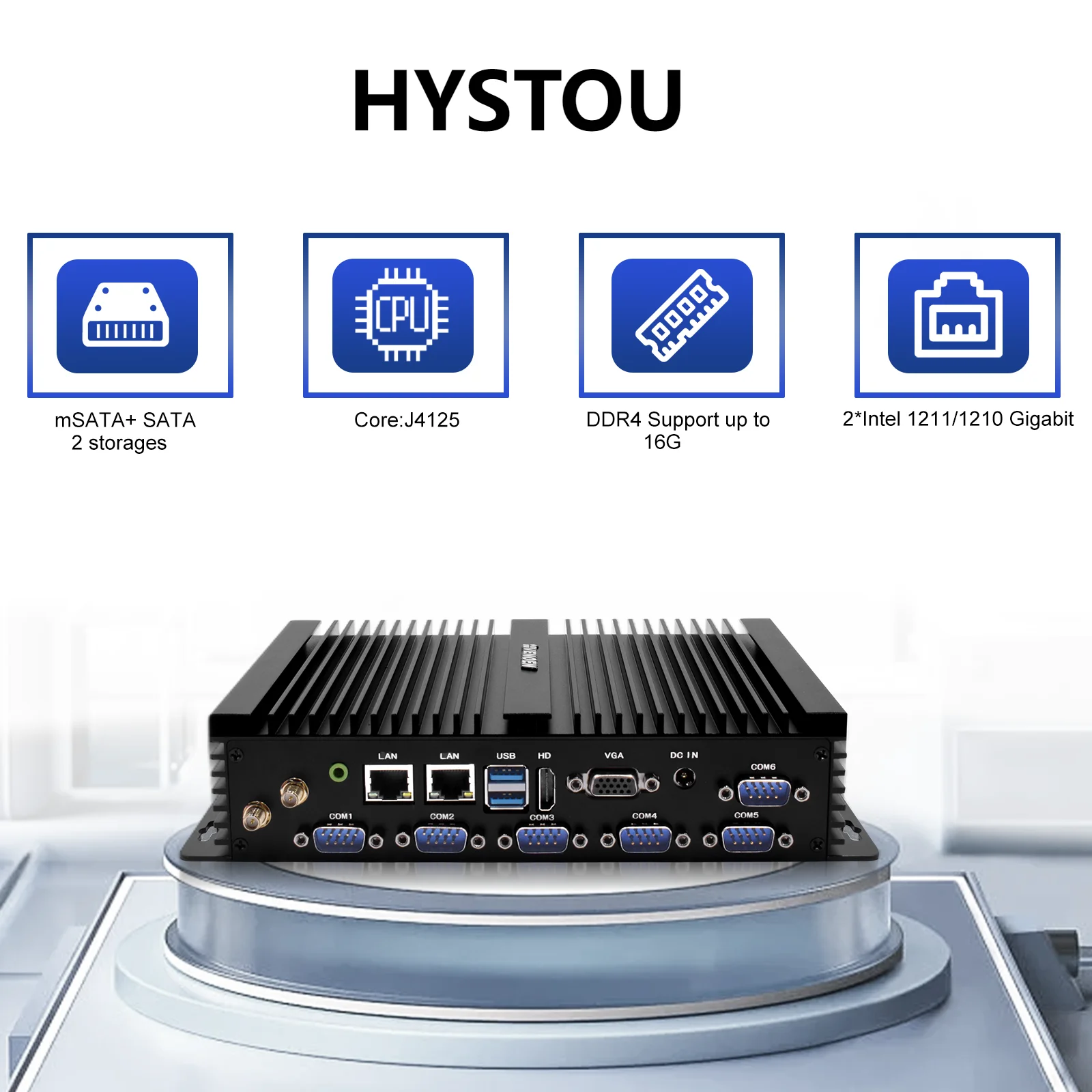 HYSTOU 듀얼 Lan 미니 산업용 PC, 인텔 코어 i5 4200U 또는 i7 4500U 2 * DDR3 HDxVGA 듀얼 ...