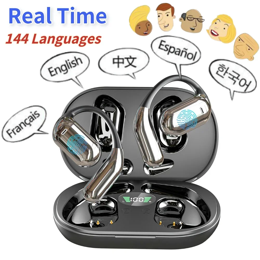3-in-1 AI Translator Earbuds 144 Languages Noise Cancelling Wireless BT ...