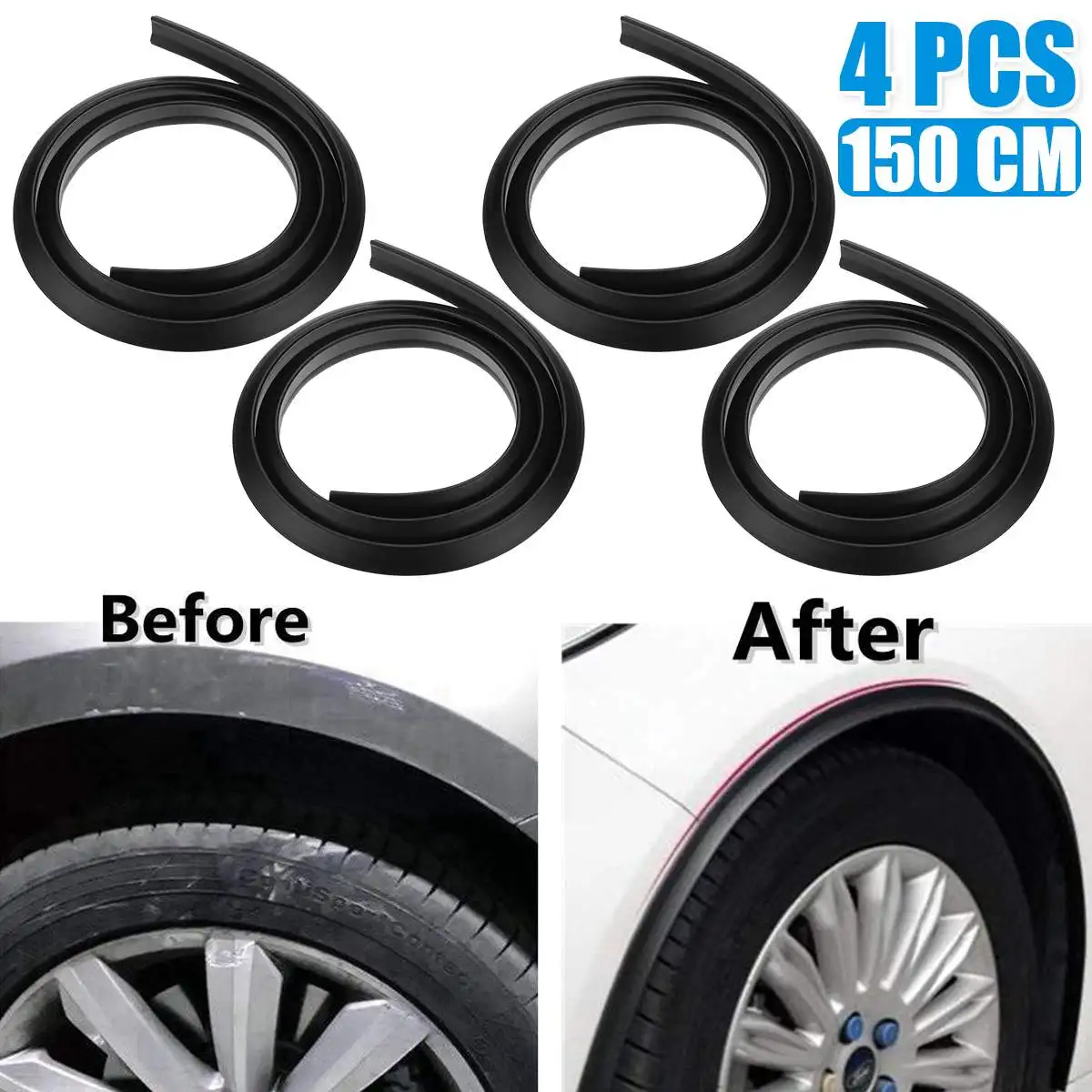 2-4PCS-150Cm-Car-Fender-Flares-Wheel-Arch-Guard-Trim-Moulding-Strip ...