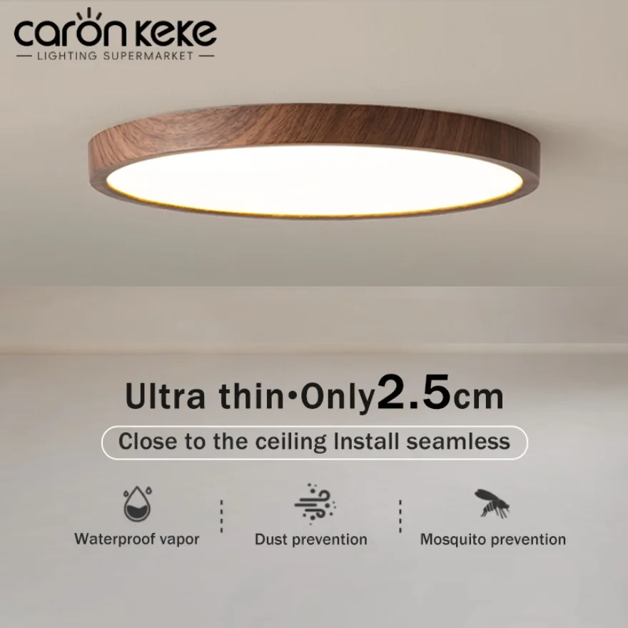 Modern-LED-Ceiling-Light-Circular-Ultrathin-Wood-Grain-Walnut ...