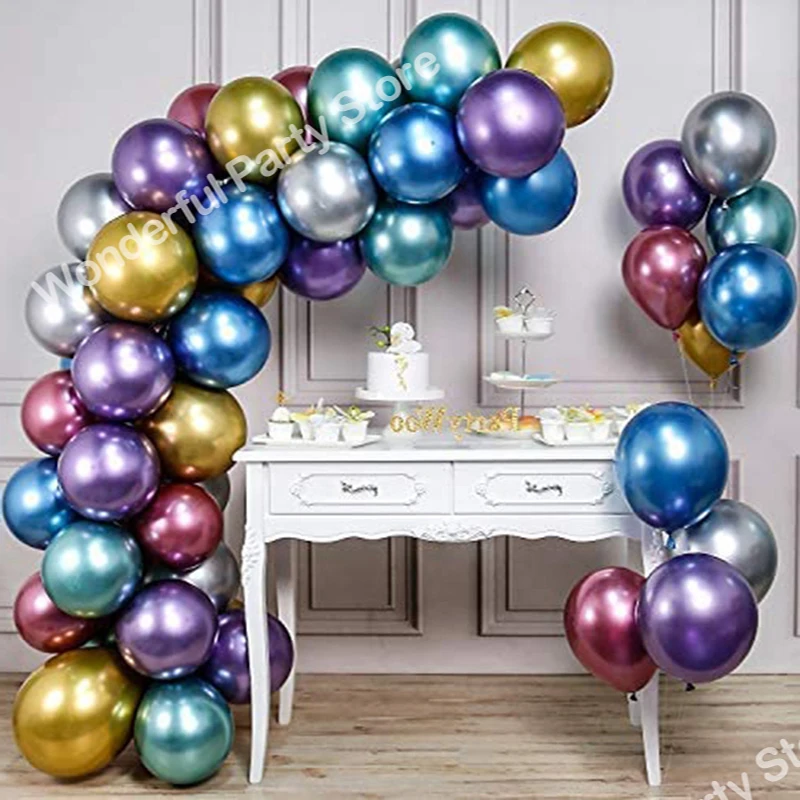 62pcs Balloon Garland Kit Arch Metallic Gold Silver Purple Blue Red ...