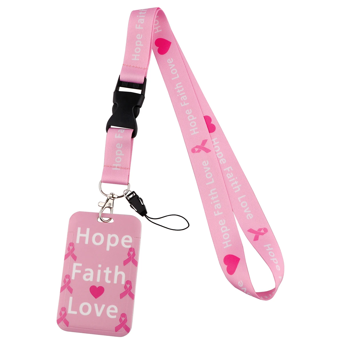 Pink Band Breast Cancer Lanyard Neck Strap for Key ID Card Cellphone ...
