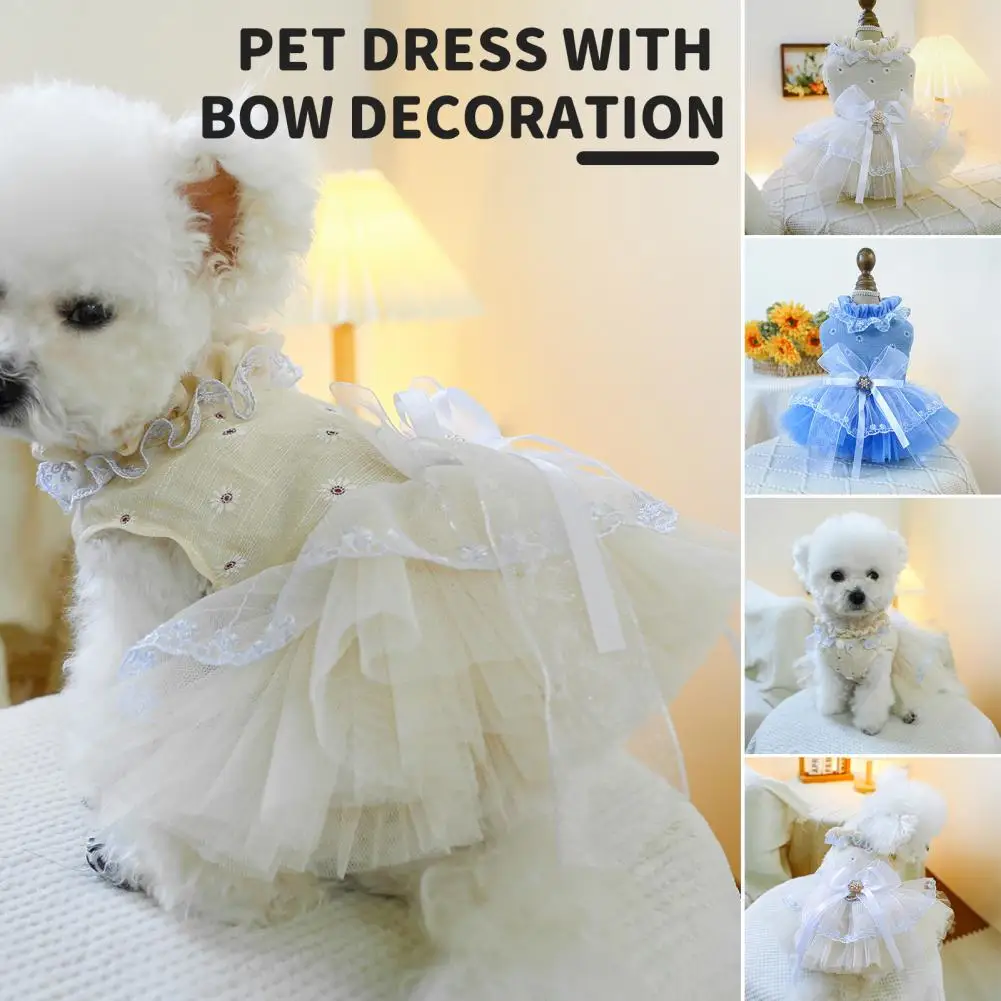 Pet-Dress-with-Bow-Decoration-Precise-Wiring-Pet-Dress-Charming-Bow ...