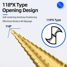 HSS Titanium Step Drill Bit High Speed Stepped Drill Set Saw Drill Tools Conical Stage Drill For ...