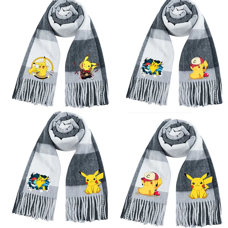 2024 New Pokemon Cartoon Scarf for Autumn and Winter Warmth Faux ...