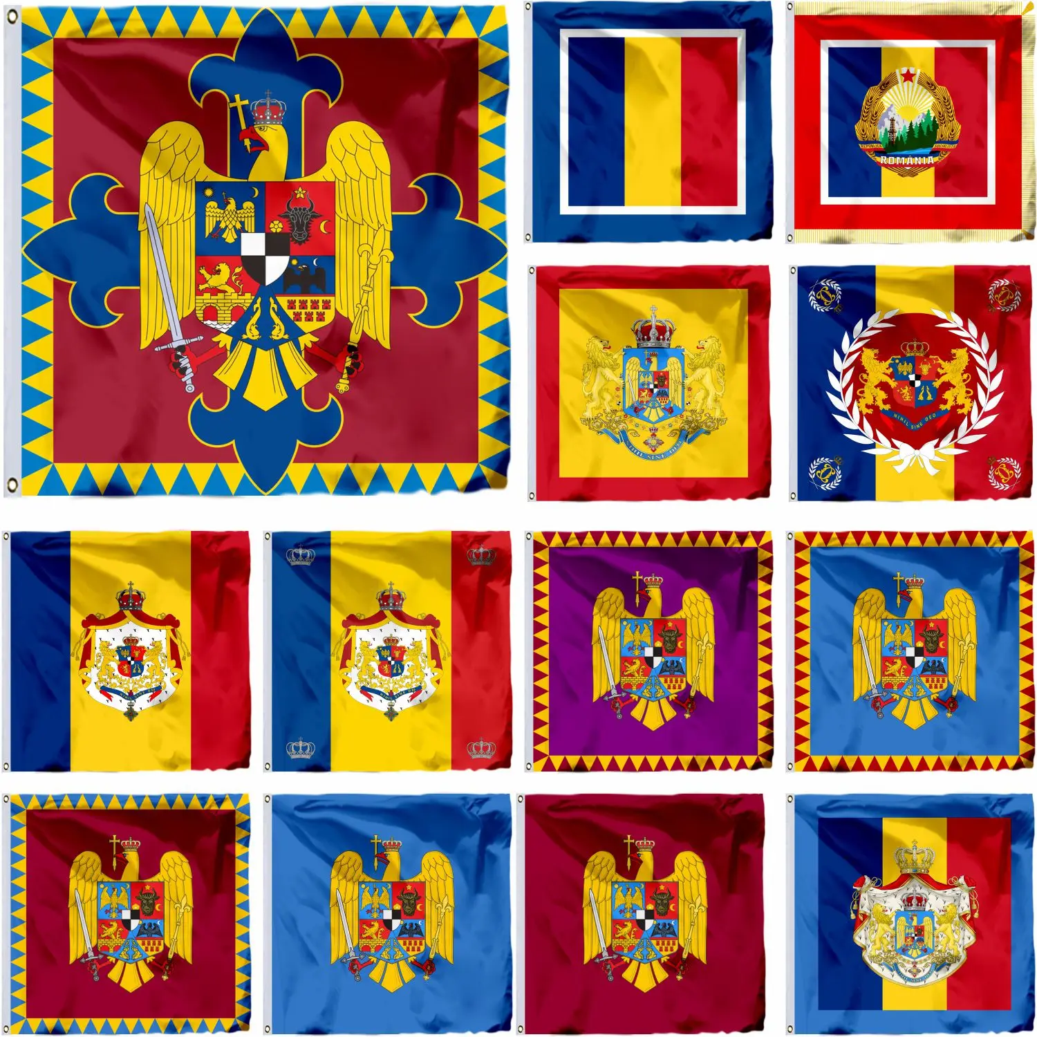 Romania President Queen Royal Standard 1867 Flag 4X4FT 120x120cm Prince ...
