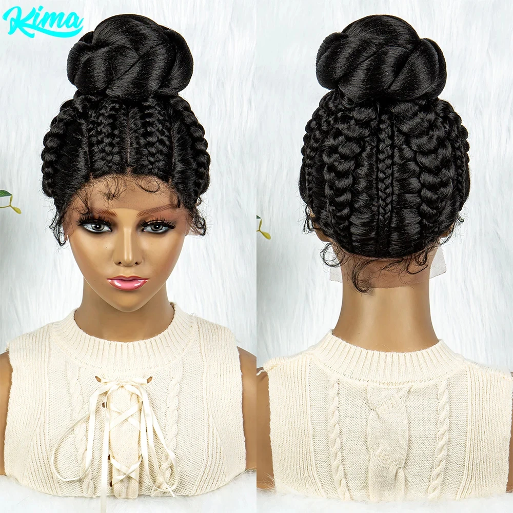 KIMA-New-Arrival-Braided-Wigs-Bun-Updo-Wig-Synthetic-Lace-Wig-Cornrow ...