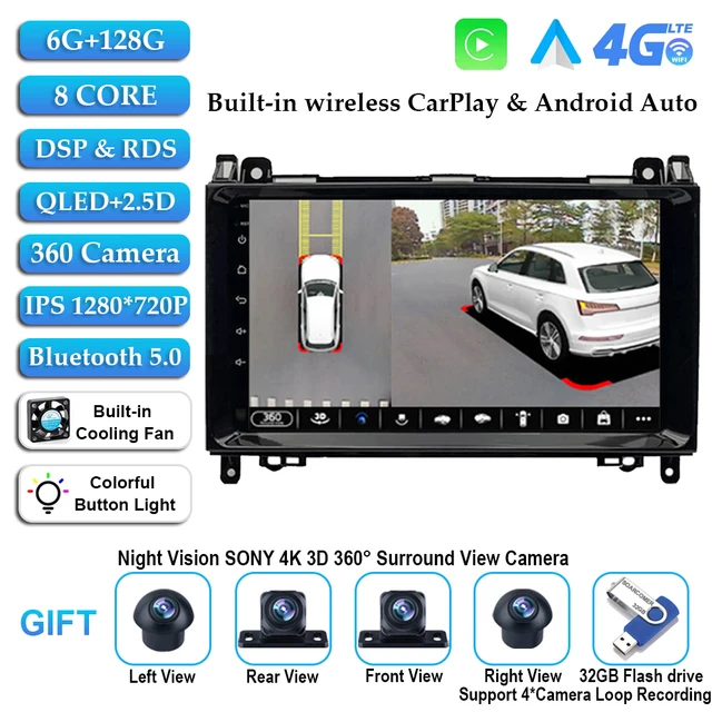 9'' Inch Android 12 For Mercedes Benz B200 Sprinter W906 W639 AB Class ...