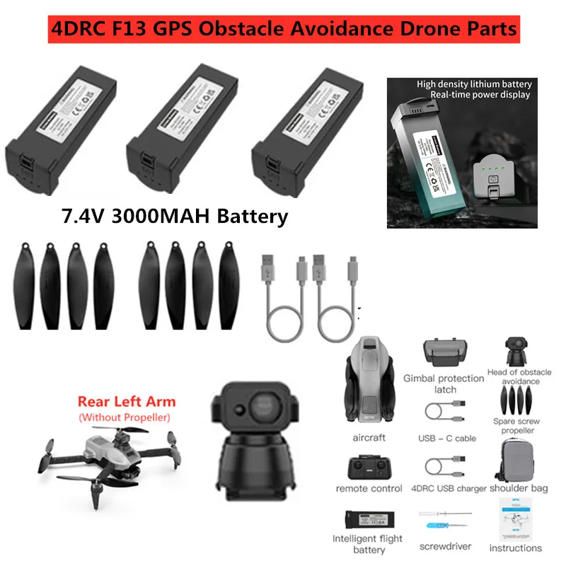 Batería de 7,4 V y 3000mAh para Dron teledirigido 4DRC, F13, 4D F13 ...