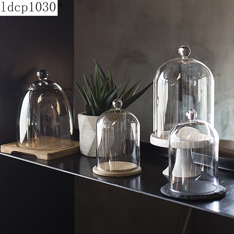 Glass-Fresh-keeping-Cover-Cake-Plate-Glass-Cover-with-Wooden-Tray ...