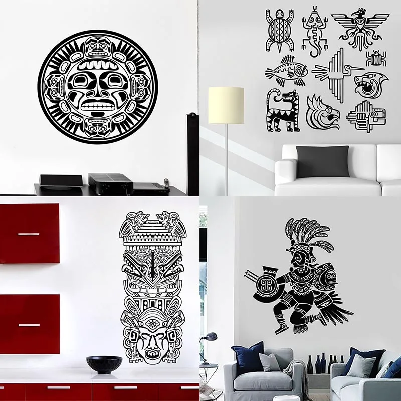 Ancient Ceremony Mask Mayan Wall Sticker Maya Mexico Aztec Ethnic ...