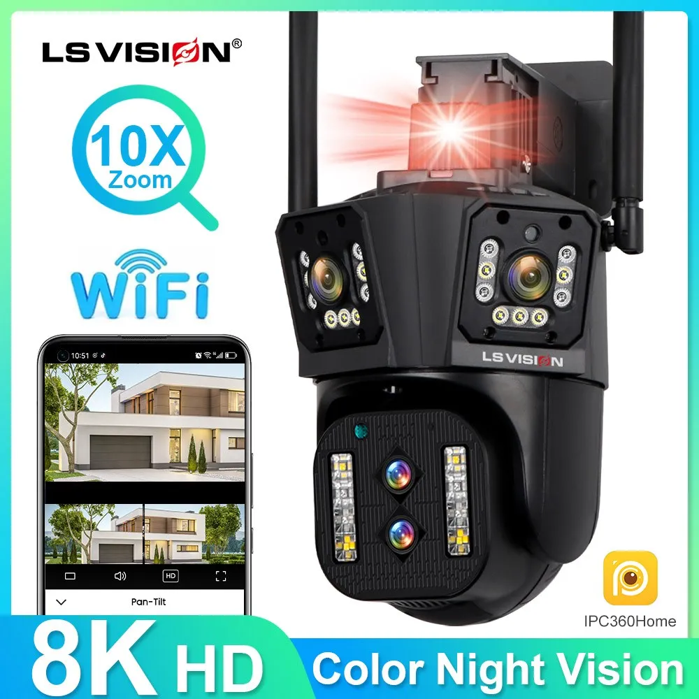 LS VISION 8K 4x4MP IP Camera Outdoor WiFi PTZ CCTV Security Camera ...