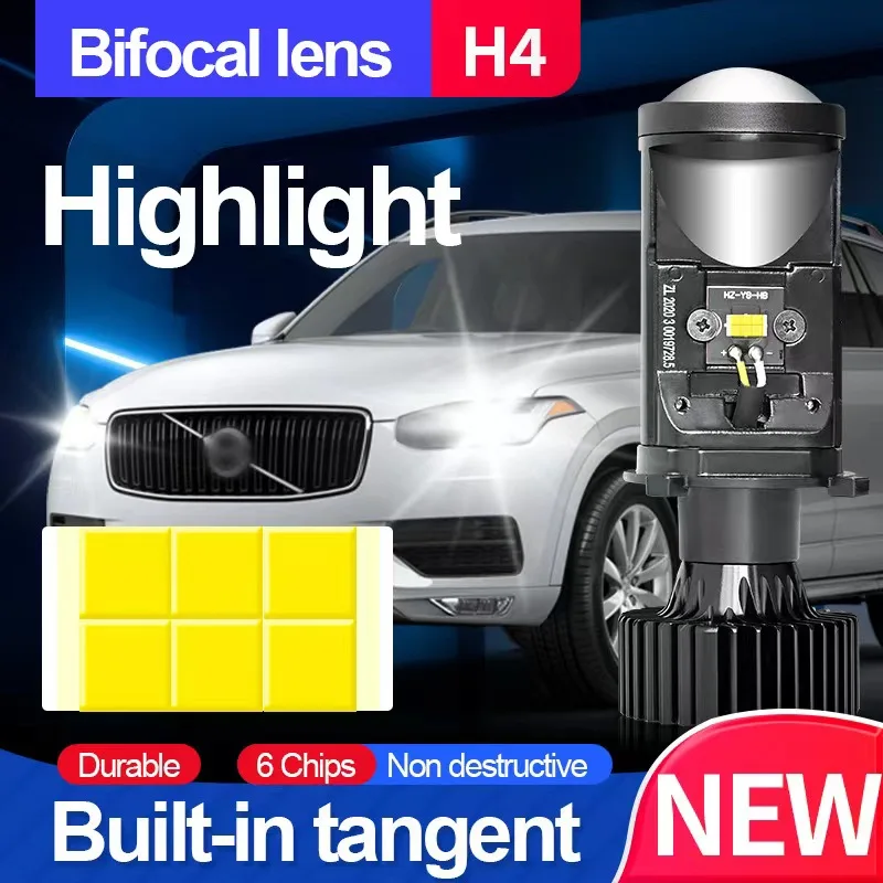 Y6D H4 LED Projector Headlight Bulbs Bi LED Lens Projector with Fan H4 ...