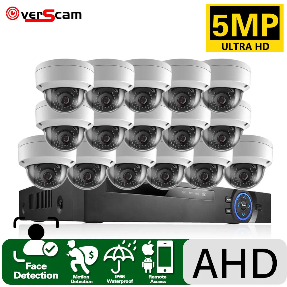5MP AHD CCTV Dome Camera Security System Kit P2P 16 Channel DVR Kit ...