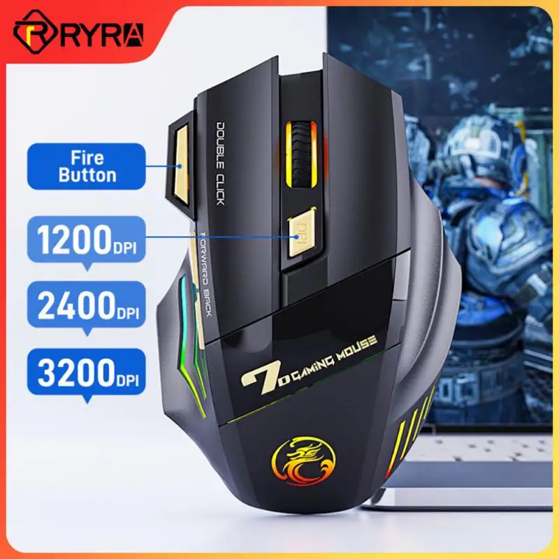 RYRA ratón inalámbrico DPI3200, 7 teclas, 2,4G, doble clic, silencioso ...