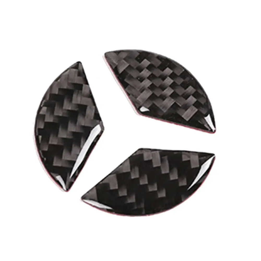 3Pcs-Car-steering-wheel-Emblem-cover-sticker-carbon-fiber-Decals-Trim ...