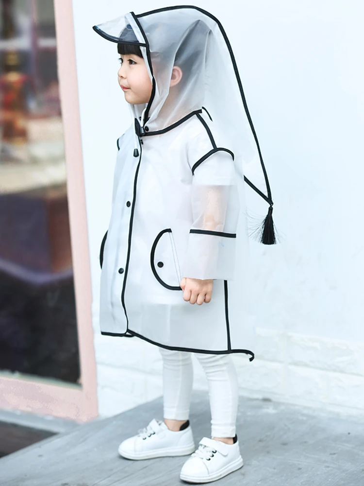 Kids Raincoat Waterproof Rain Poncho Clear Transparent Children ...