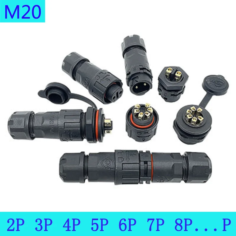 M20-Waterproof-Connector-2-3-4-5-6-Pin-Solder-free-Screw-Wiring-Push ...