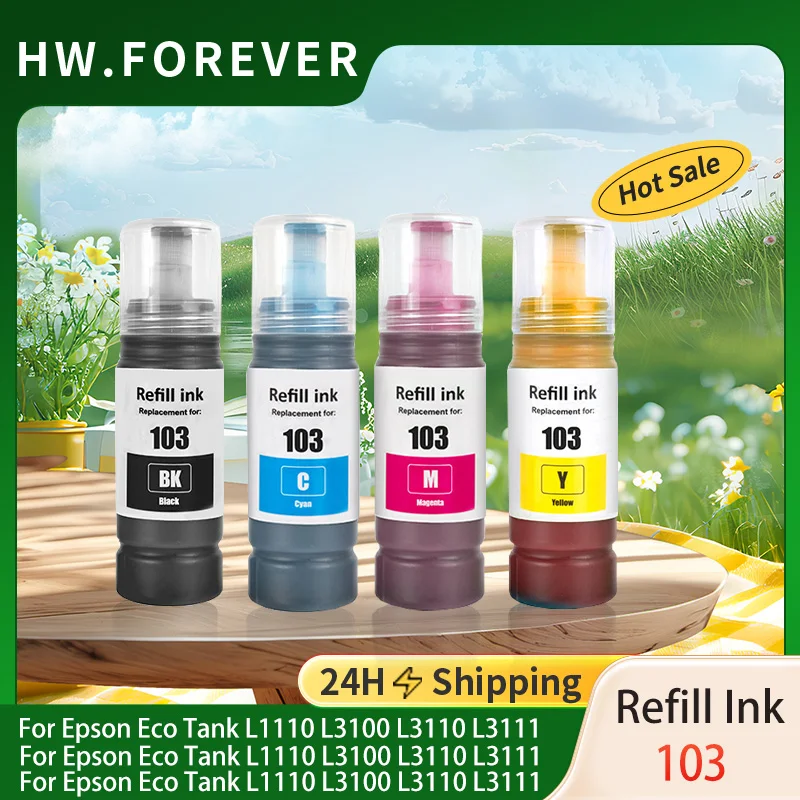 103 104 T103 Refill Dye Ink For Epson Eco Tank L1110 L3100 L3110 L3150 ...