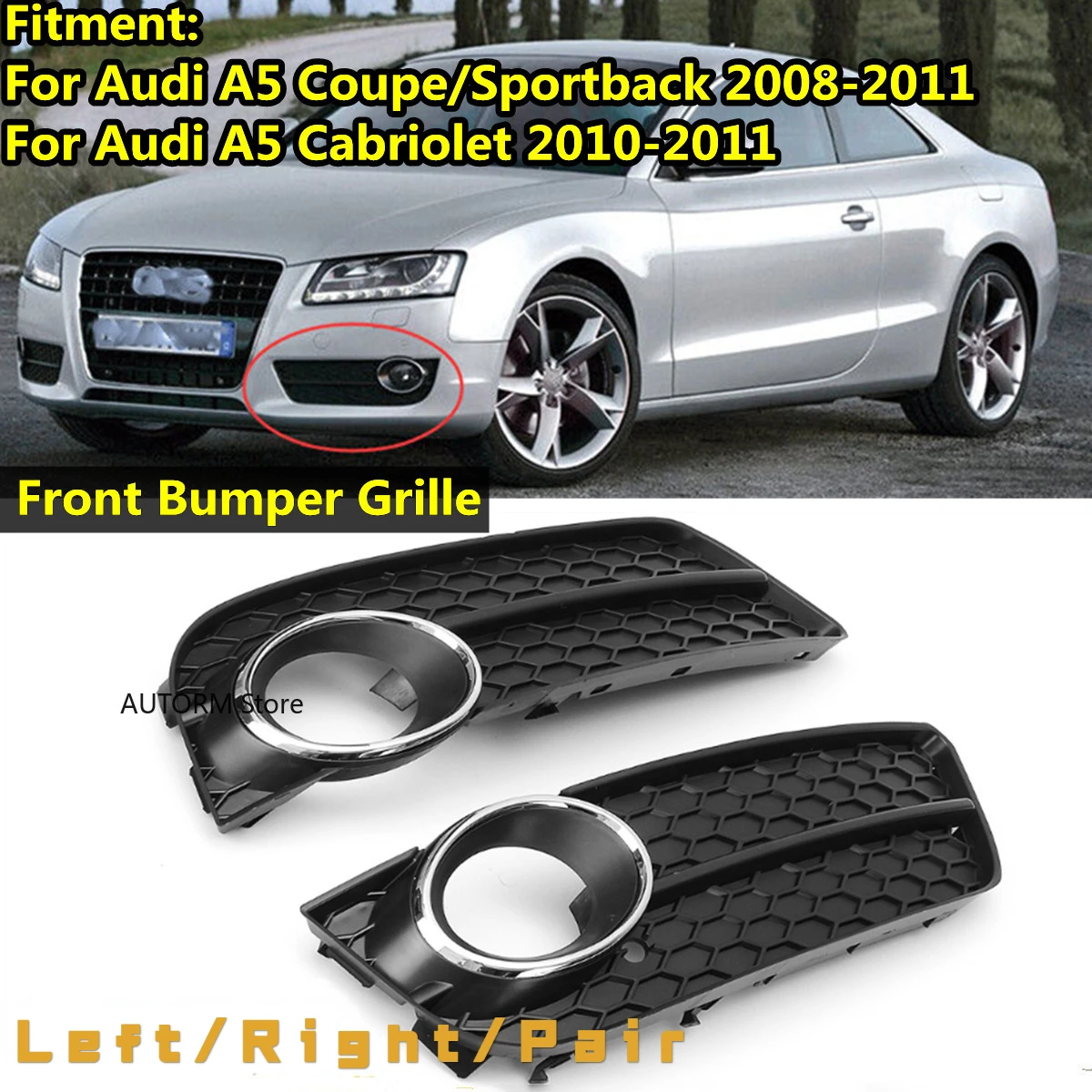 For-Audi-A5-Coupe-Sportback-Cabriolet-2008-11-Left-Right-Front-Bumper ...