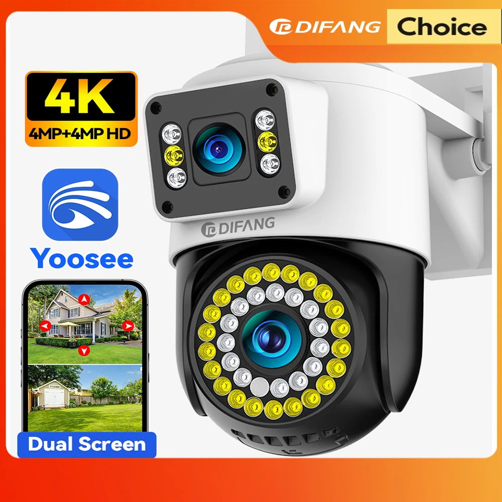 4K 8MP WiFi Camera Outdoor Dual Lens Dual Screen CCTV Security ...
