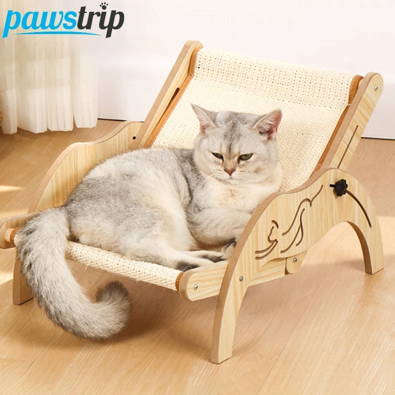 Wooden-Cat-Scratcher-Board-Adjustable-Cat-Recliner-Sisal-Cat-Sleeping ...