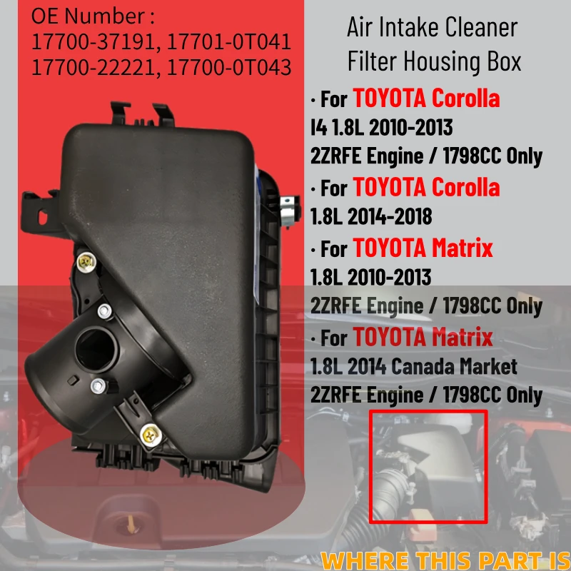 Car Air Filter Housing Air Cleaner Box For Toyota Corolla Matrix 1.8L ...