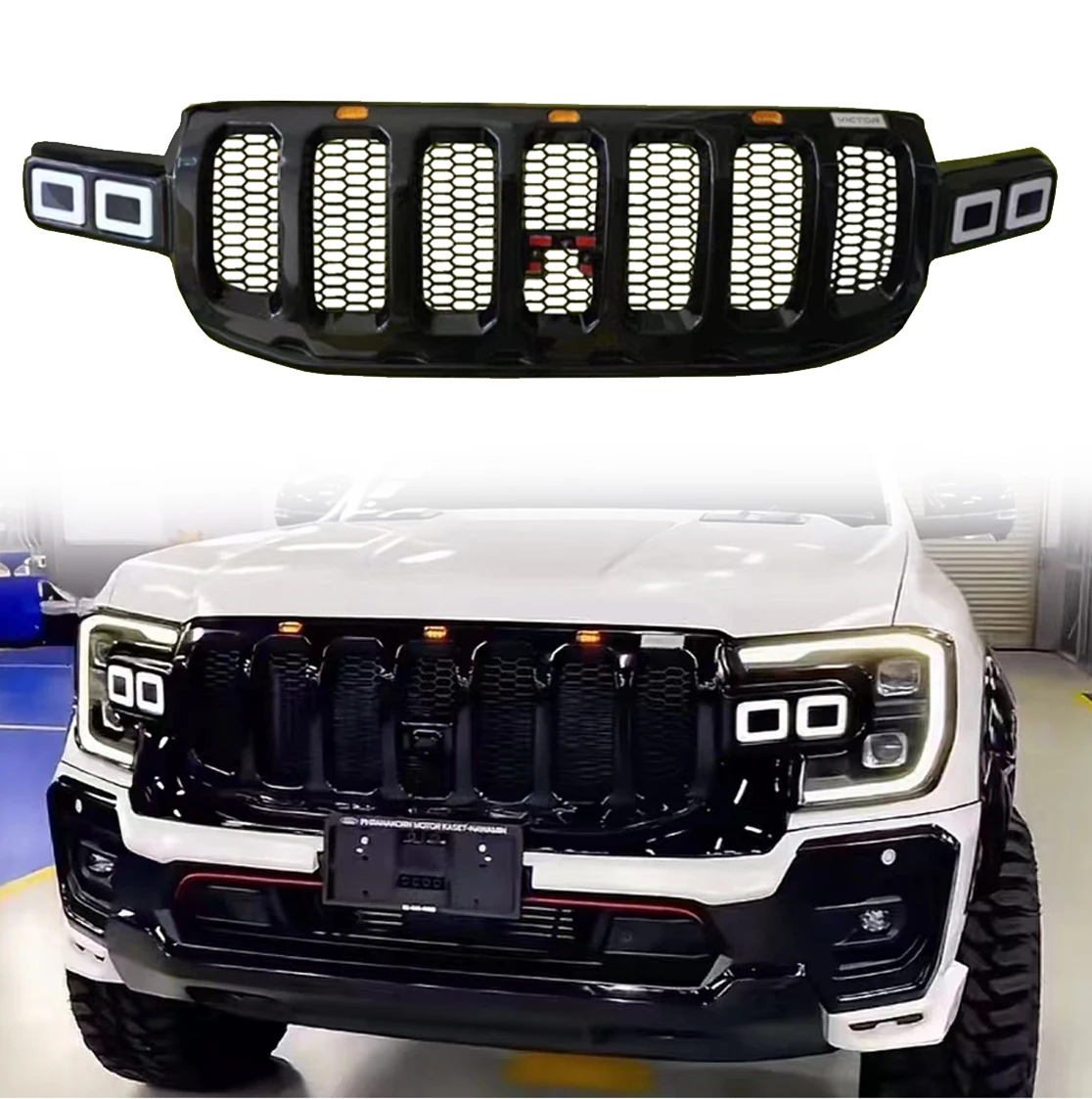 Fits-for-Ford-Ranger-Front-Bumper-High-Quality-Plastic-Center-Mesh ...