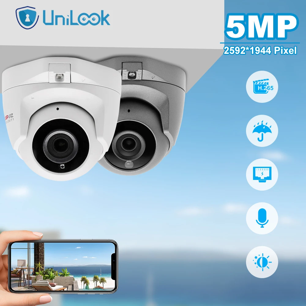 5mp Mini Dome Poe Ip Camera Outdoor Security Audio Cctv Video ...