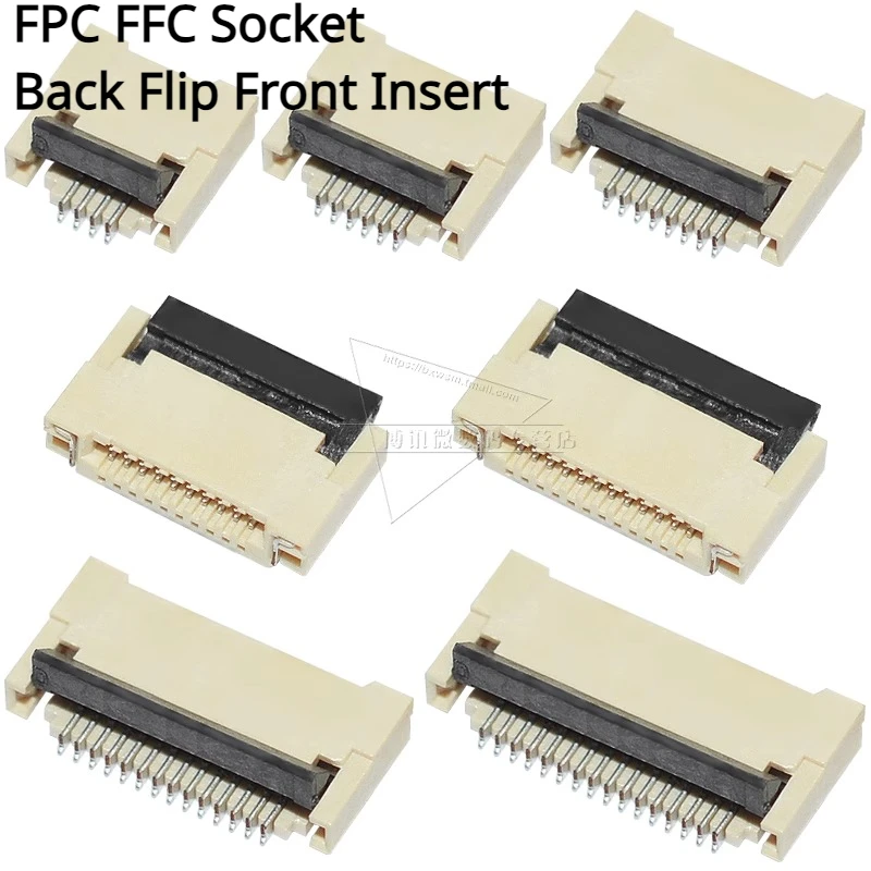 10Pcs-FPC-FFC-Connector-Socket-Pitch-0-5mm-Back-Flip-Front-Insert ...