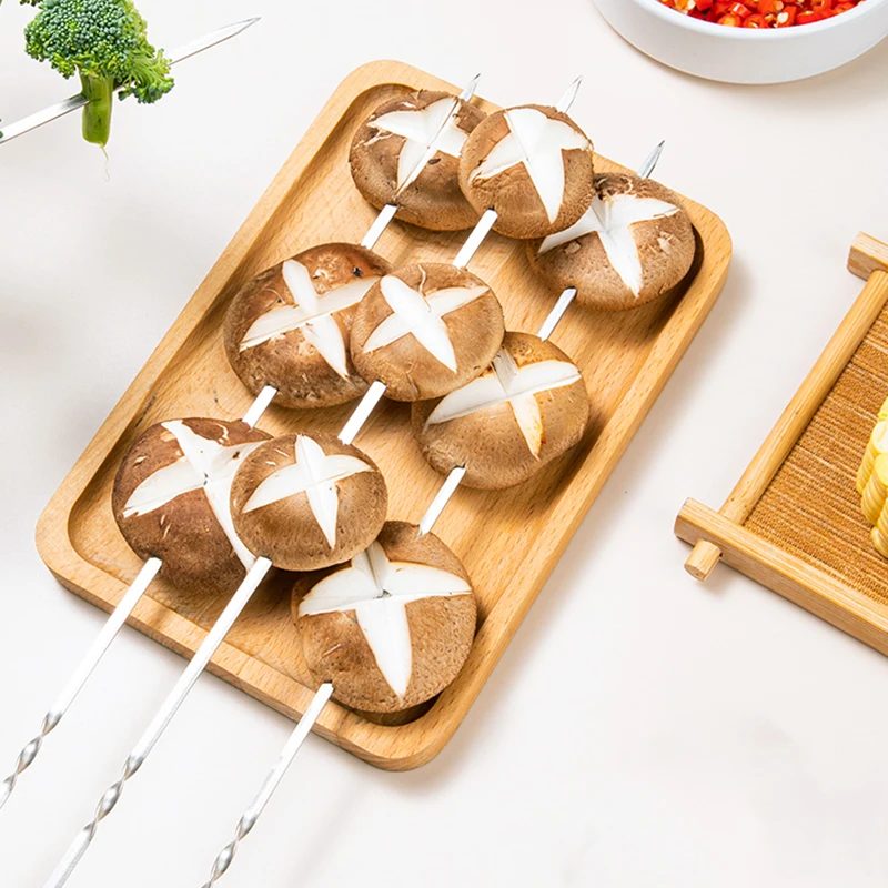 YOMDID-20PCS-Stainless-Steel-Skewers-Barbecue-Shish-Kebab-Reusable-Meat ...