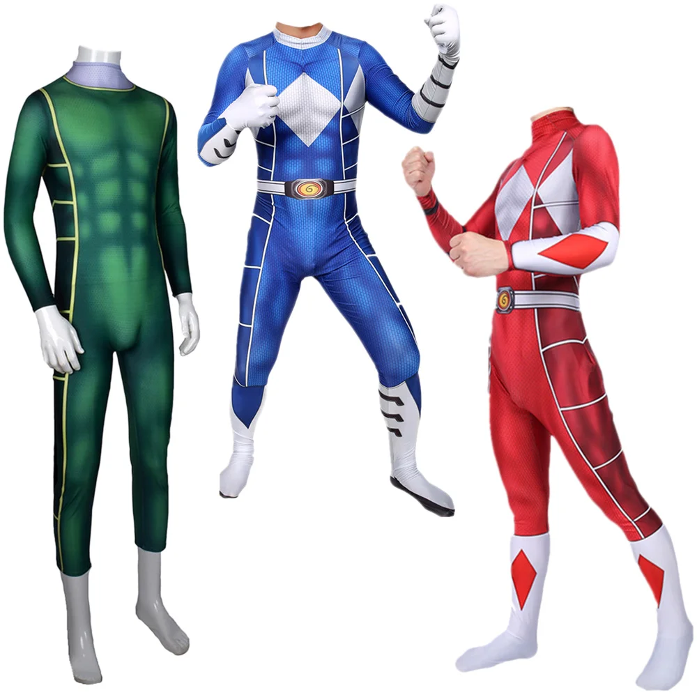 Halloween adulto crianças power vermelho azul rangers traje super herói ...