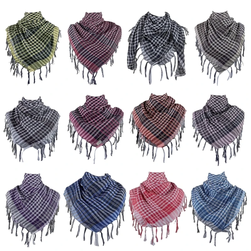 Shemagh Desert Scarf Colorblock Houndstooth Pattern Arab Keffiyeh Shawl ...