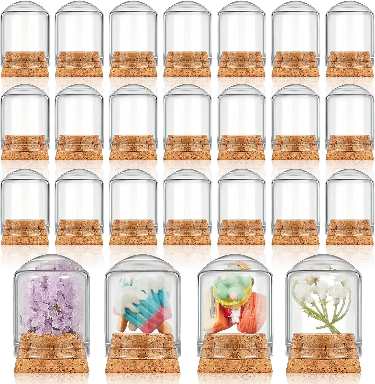 Cloche-Dome-Display-Glass-Jar-with-Cork-Mini-Glass-Bottles-Terrarium ...