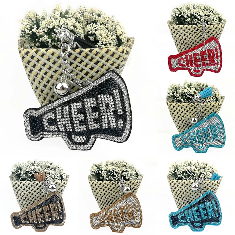 Fashion-Full-Crystal-Word-CHEER-Keychains-Leather-Tassel-Pendant-Key ...