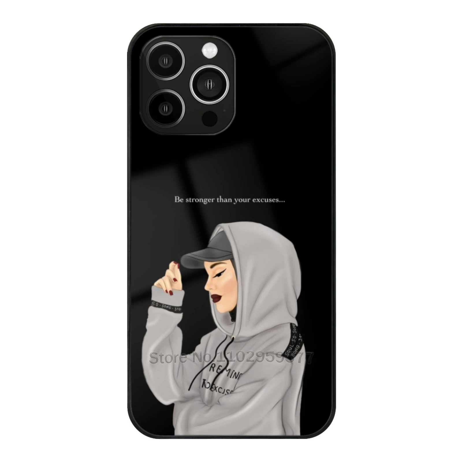 Hijab-Stylish-Funky-Muslimah-Girl-Drawing-Logo-Tempered-Glass-Case-For ...