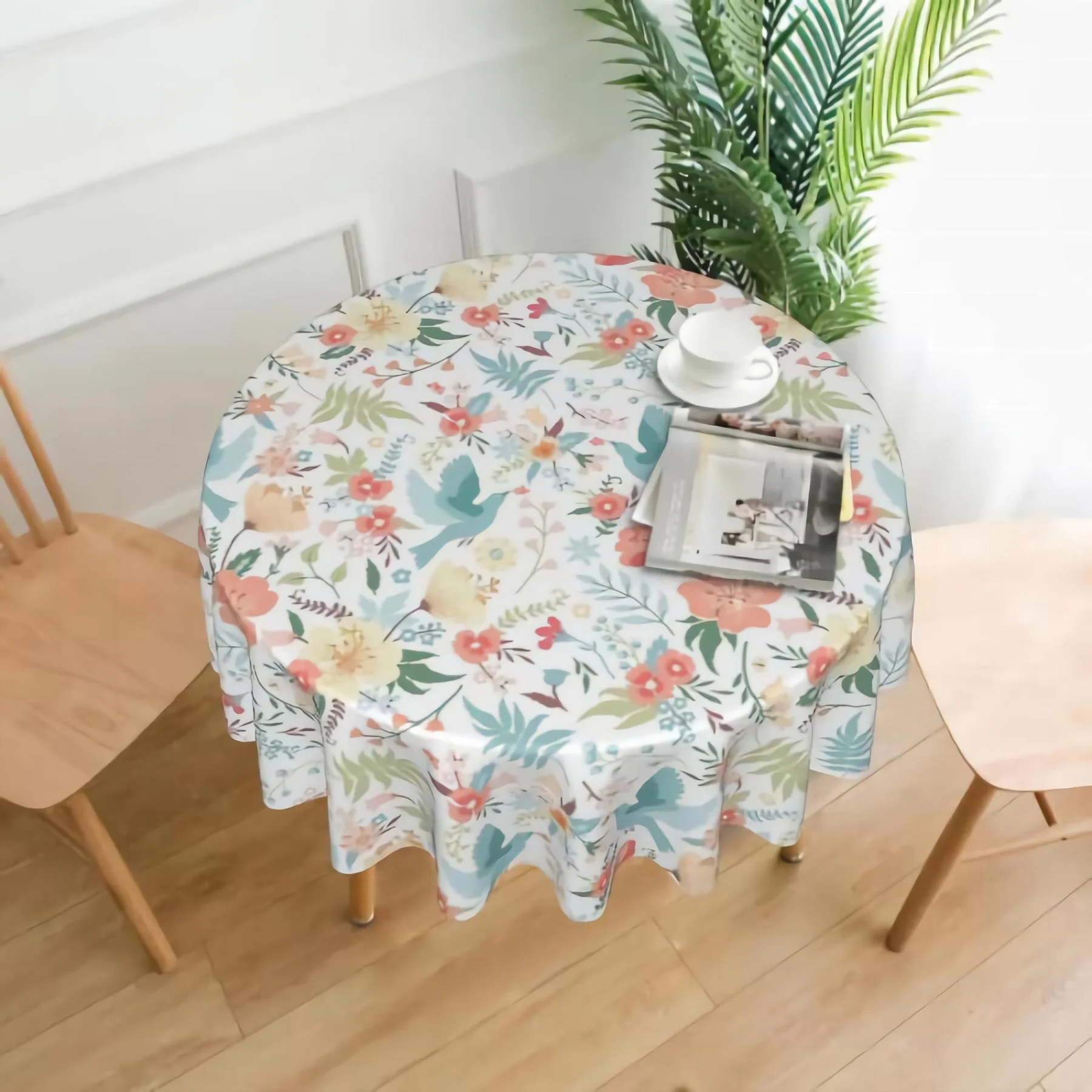Floral Pattern Round Table Cloth Waterproof Resistant Wrinkle And ...