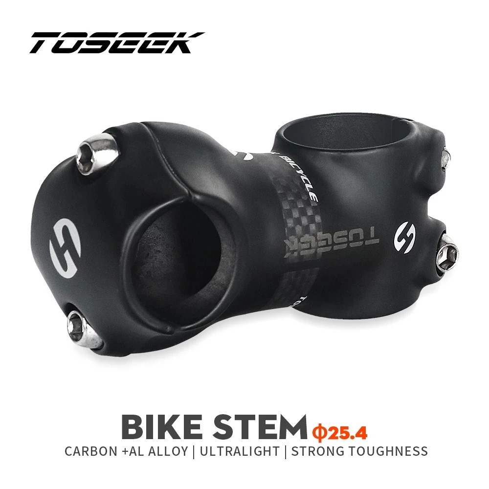 TOSEEK 탄소 및 알루미늄 자전거 스템 핸들 바 직경 25.4mm 길이 50mm 60mm 70mm 80mm, MTB 로드 ...