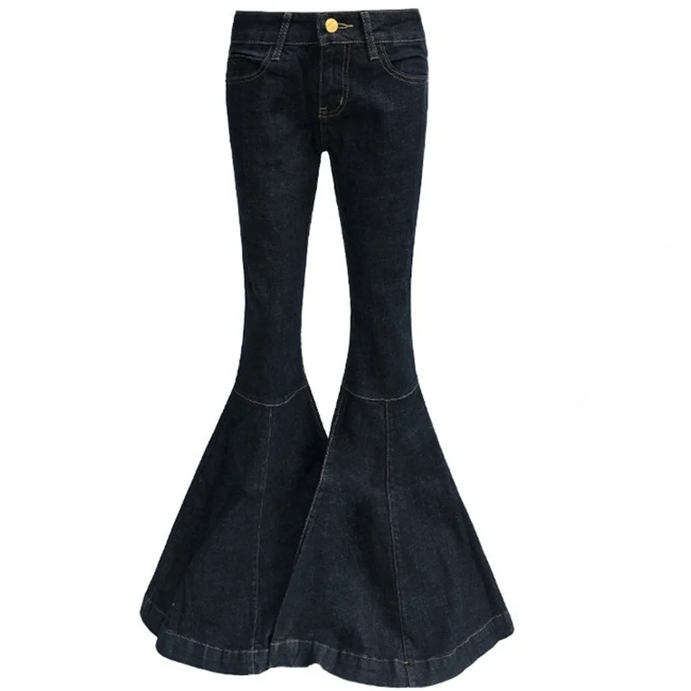 ผู้หญิงสูงเอวกางเกงยีนส์หญิง Fishtail กางเกง Flared กางเกงขาม้า Casual ...