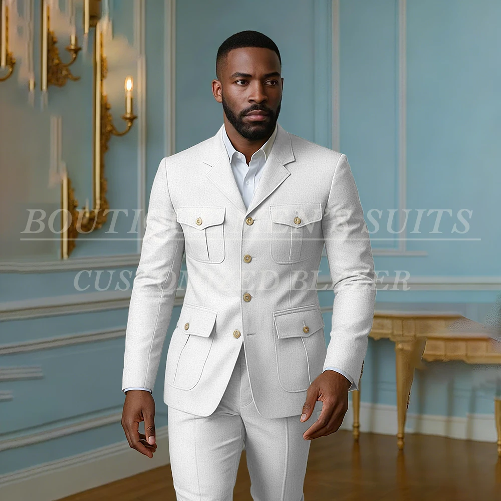 Safari Customzied Color Men's Suits Elegant Notch Lapel Single Breasted ...