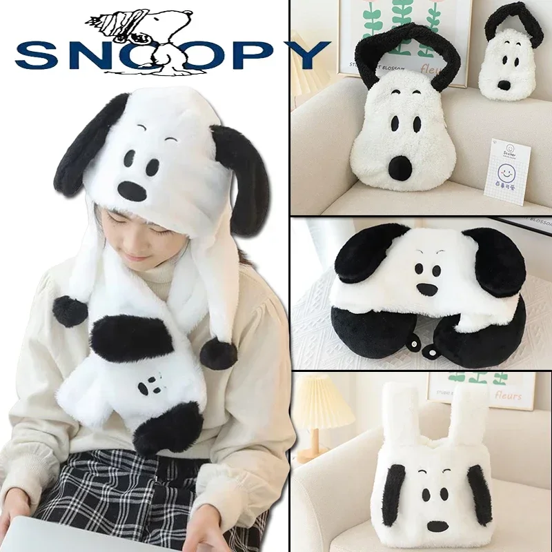 2023-Cartoon-Snoopy-Fall-and-Winter-Warm-Scarf-Gloves-Hat-Hooded-U ...