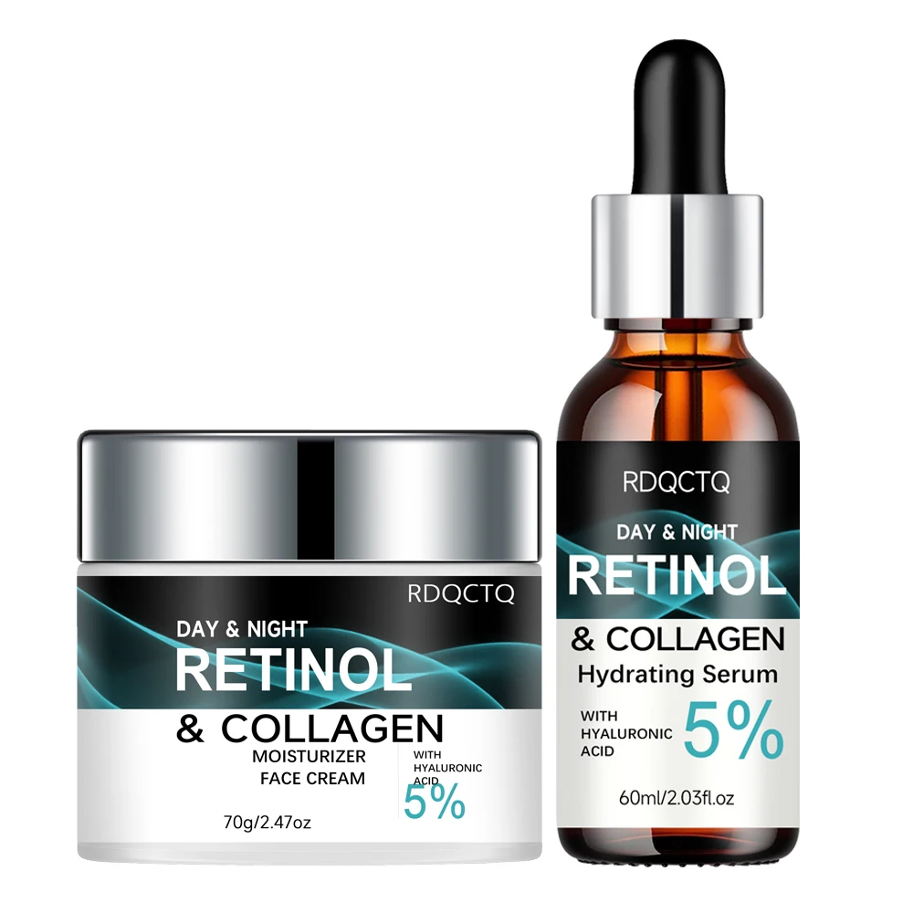 Retinol Cream & Hyaluronic Acid Serum Daily Set - Gentle Day Night ...