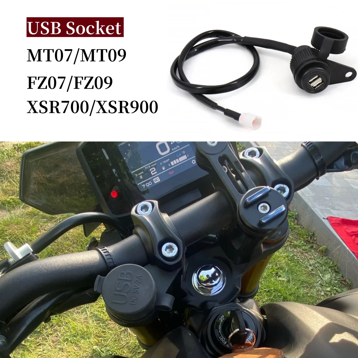 Motorcycle Double USB Socket For Yamaha MT-07 MT-09 SP Tracer 900 FZ-09 ...