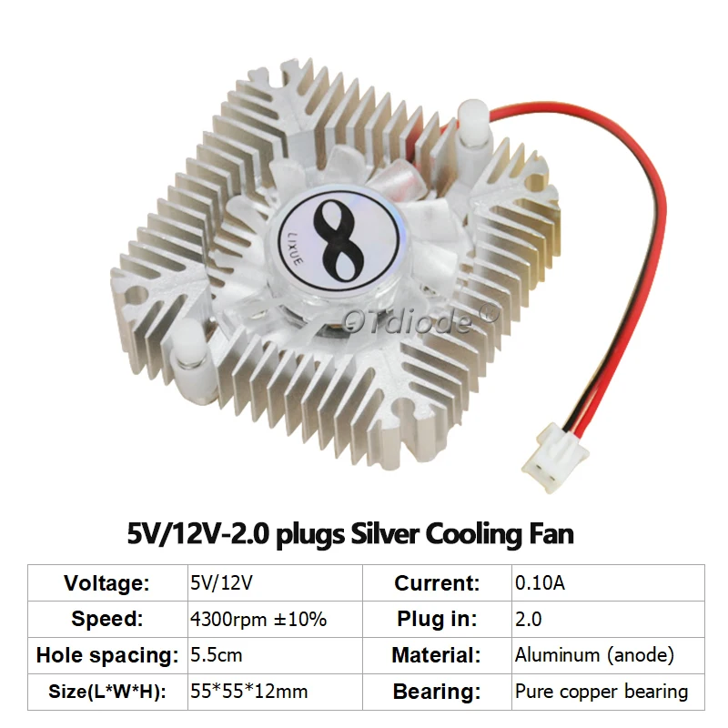 LED Heatsink Cooling Aluminum With Fan5V 12V Radiator Cooler Heat Sink ...