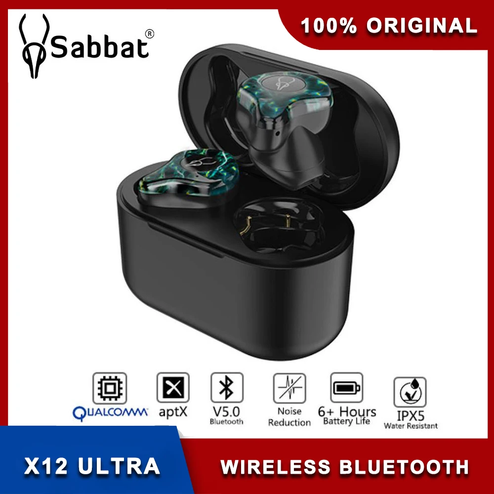 Sabbat-X12-Ultra-Earphones-Marble-Series-TWS-Stereo-HiFi-Qualcomm-Bluetooth-5-0-True-Wireless ...